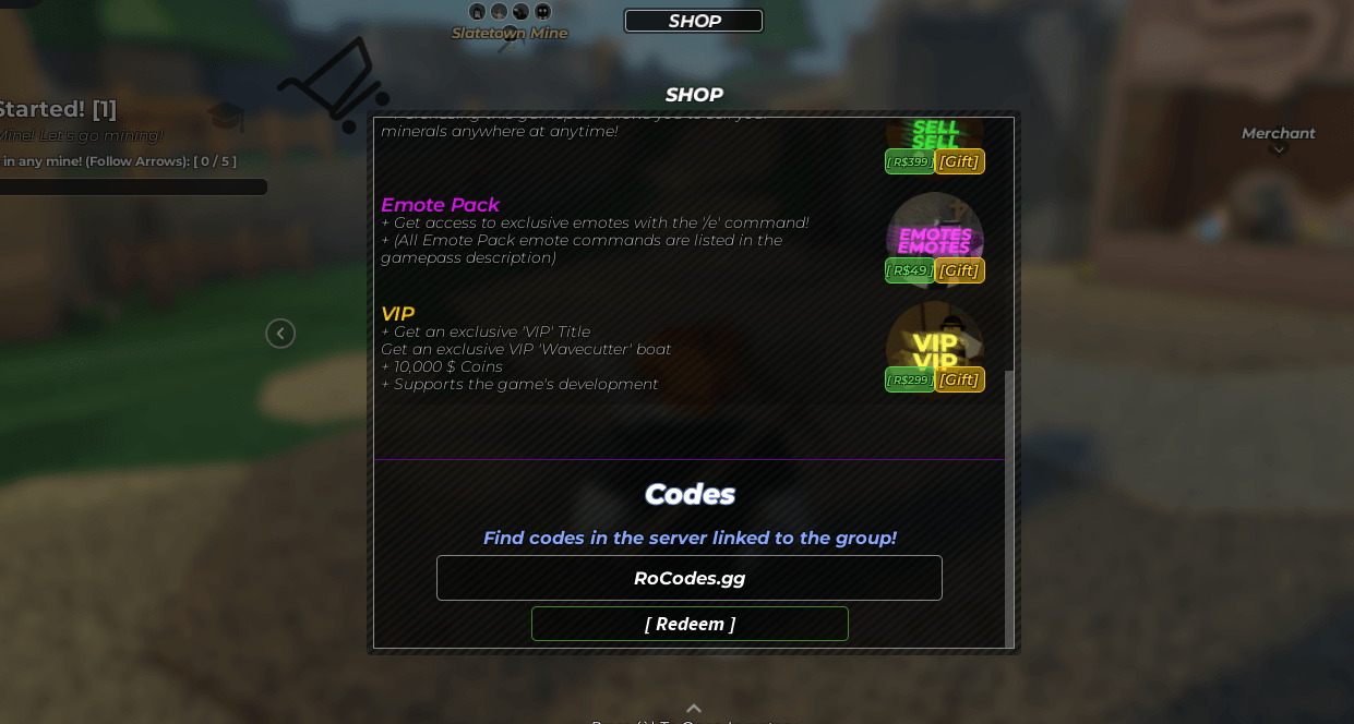 Roblox Mine Codes (February 2026) - RoCodes